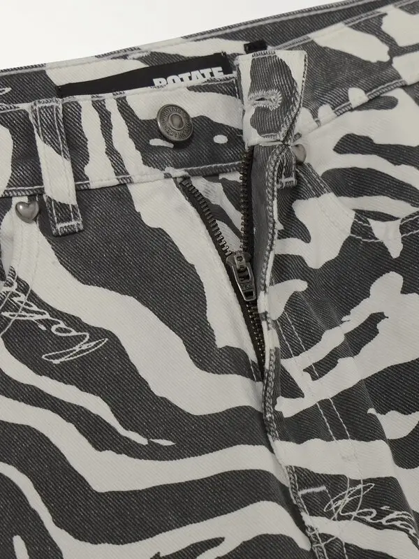 ROTATE BY BIRGER CHRISTENSEN Zebra-print Organic Denim High-rise Straight-leg Jeans