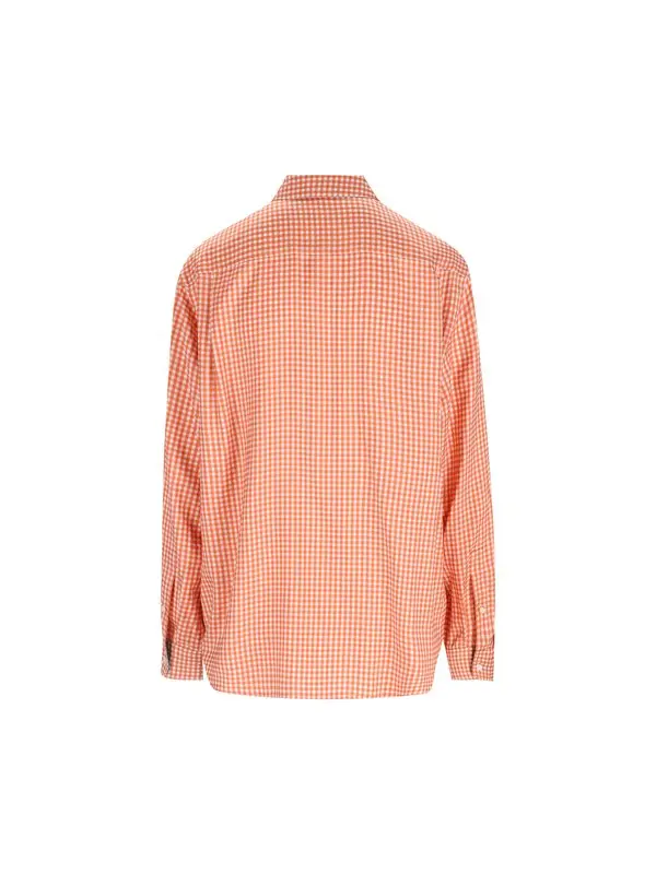 Loewe Long Sleeve Checked Shirt - Orange/white