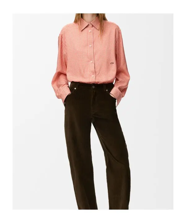 Loewe Long Sleeve Checked Shirt - Orange/white