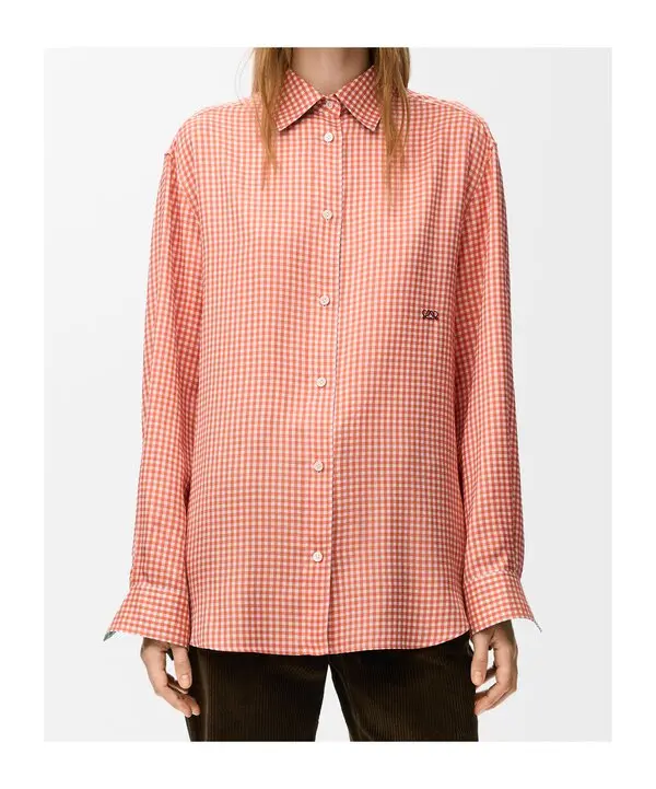 Loewe Long Sleeve Checked Shirt - Orange/white