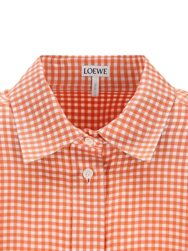 Loewe Long Sleeve Checked Shirt - Orange/white