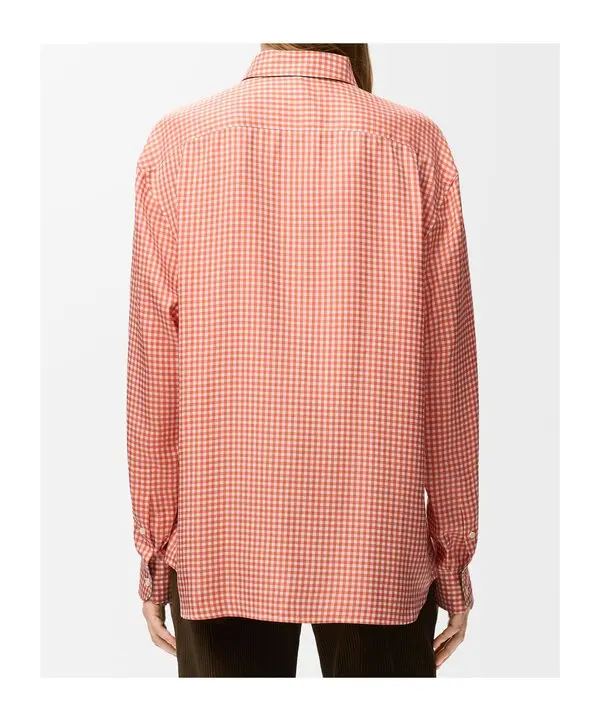 Loewe Long Sleeve Checked Shirt - Orange/white