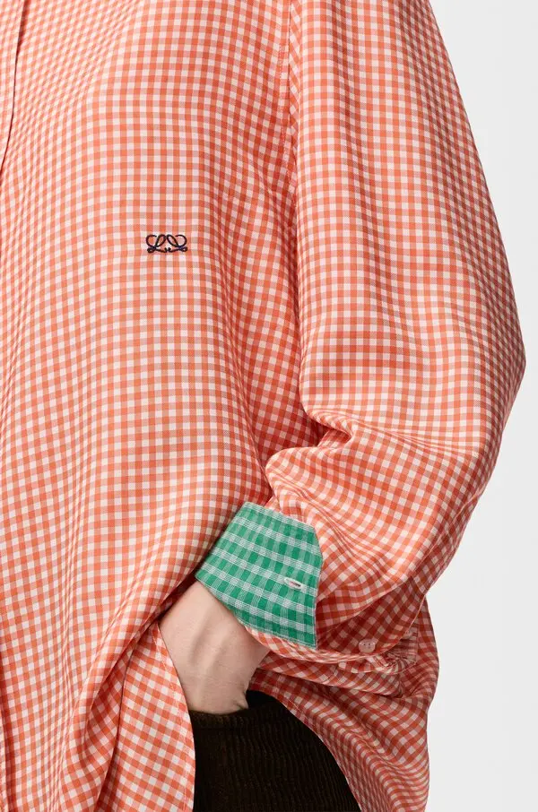 Loewe Long Sleeve Checked Shirt - Orange/white
