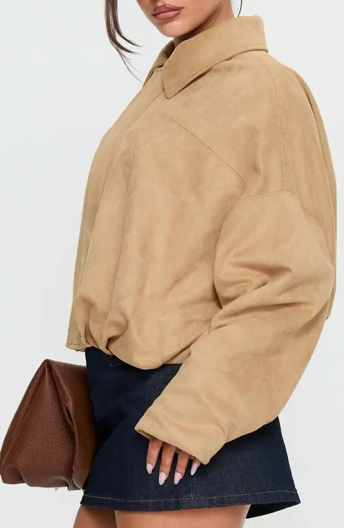 Princess Polly Enlightened Faux Suede Bomber Jacket