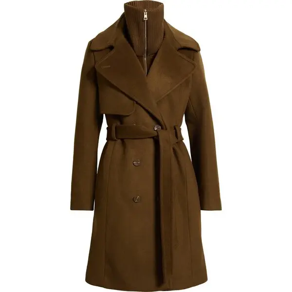 Soia & Kyo Fabianne Wool Blend Coat With Removable Bib - Espresso