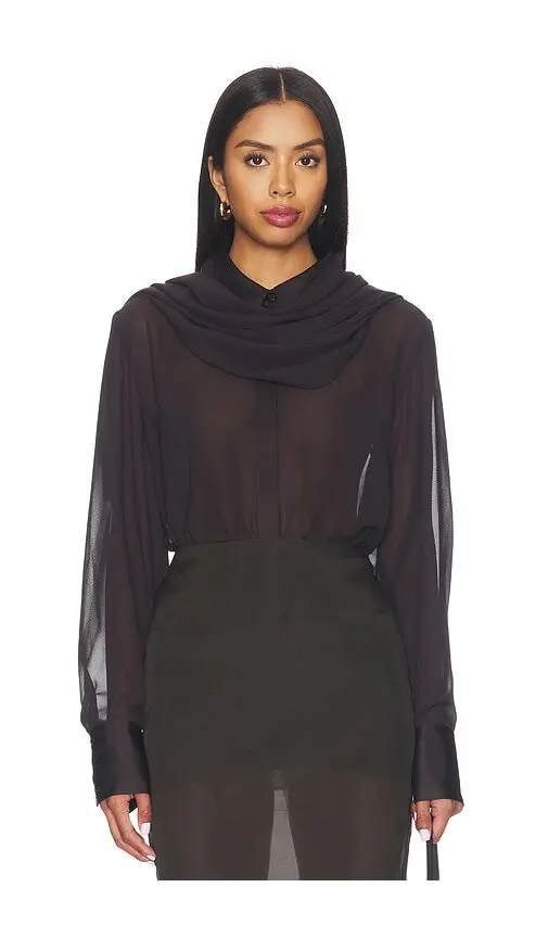 GESTUZ Lynne Scarf Shirt In Brown
