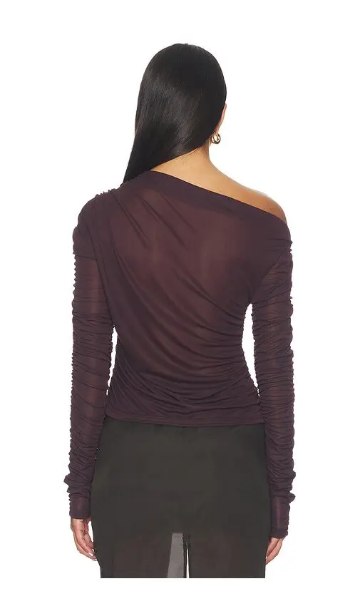 GESTUZ Vedae Long Sleeve Top In Burgundy