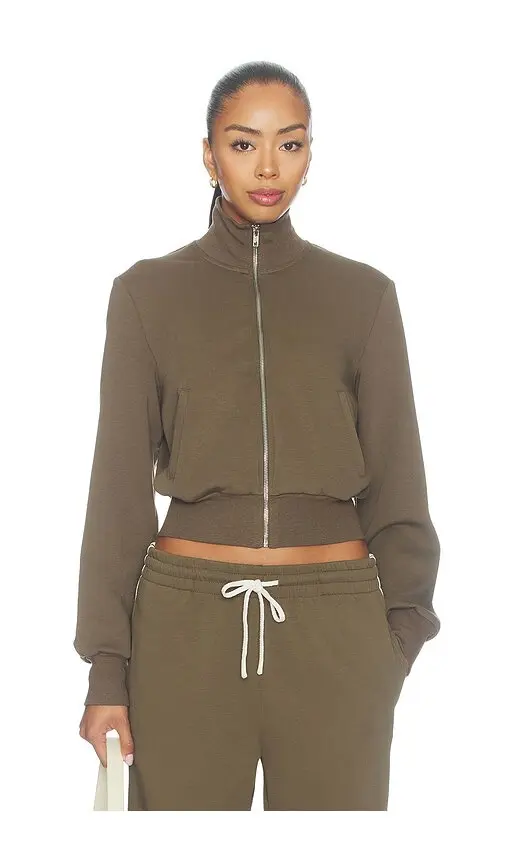 PERFECTWHITETEE Milana Travel Track Jacket In Olive - Dark Olive