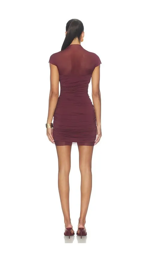 SEROYA Paola Mini Dress In Burgundy - Bordeaux