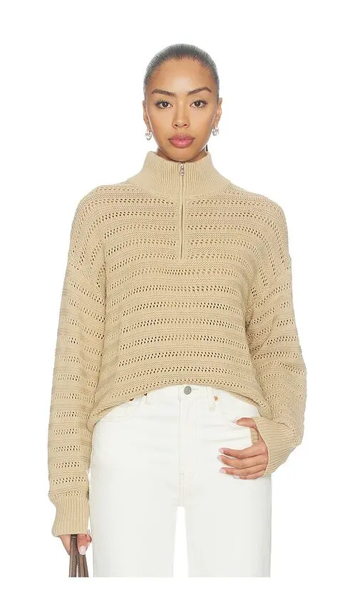 STITCHES & STRIPES Everly Half Zip In Nude