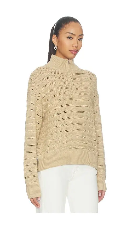 STITCHES & STRIPES Everly Half Zip In Nude