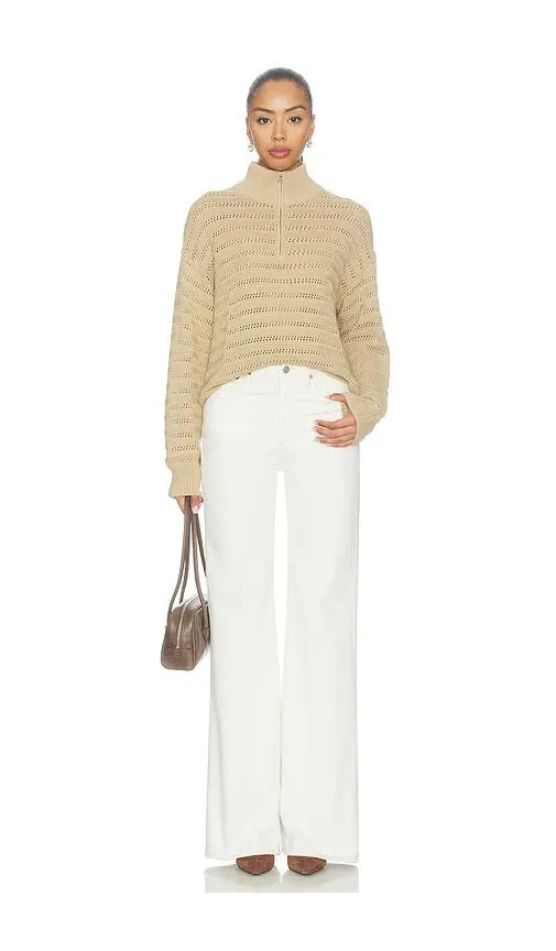 STITCHES & STRIPES Everly Half Zip In Nude