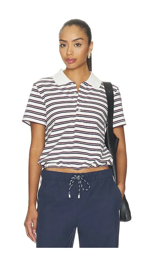 The Upside Sophie Cropped Polo Shirt In Navy