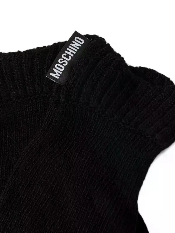 Moschino Logo-tag Ribbed-trim Gloves