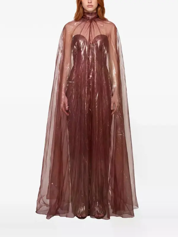 MARIA LUCIA HOHAN Celestina Metallic-finish Sheer Cape