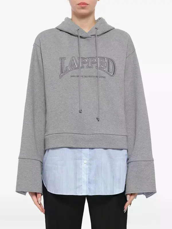 JUUN.J Layered-design Logo-embroidered Hoodie