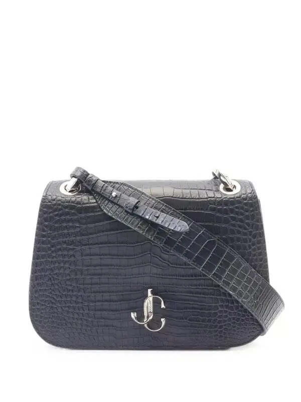 JIMMY CHOO 2010s Varenne Croc-embossed Shoulder Bag - Blue