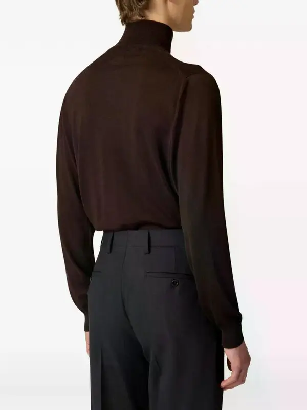 LARDINI Wool Turtleneck Sweater - Brown