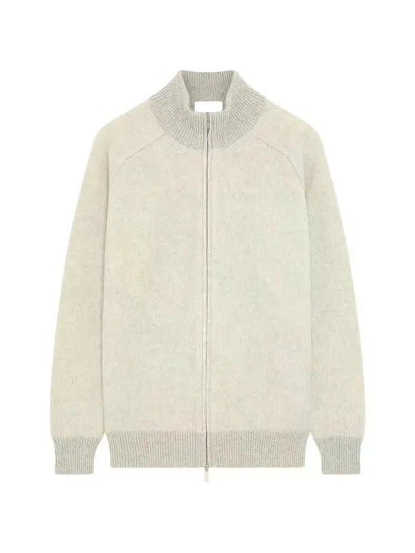 LARDINI Ribbed-knit Zip-up Cardigan - Neutrals
