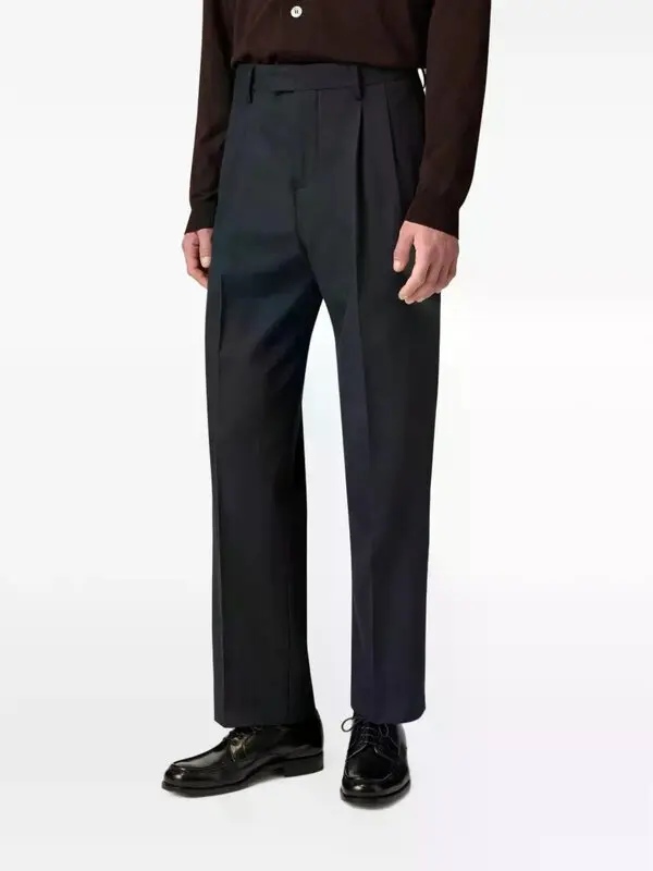 LARDINI Micro-herringbone Double-pleated Trousers
