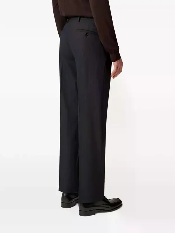 LARDINI Micro-herringbone Double-pleated Trousers