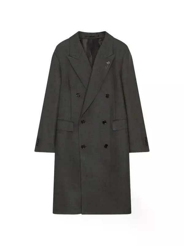 LARDINI Double-breasted Peaked-lapel Coat