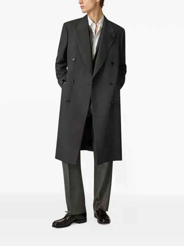 LARDINI Double-breasted Peaked-lapel Coat