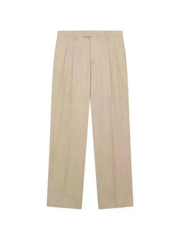 LARDINI Pleated Wool Straight-leg Trousers