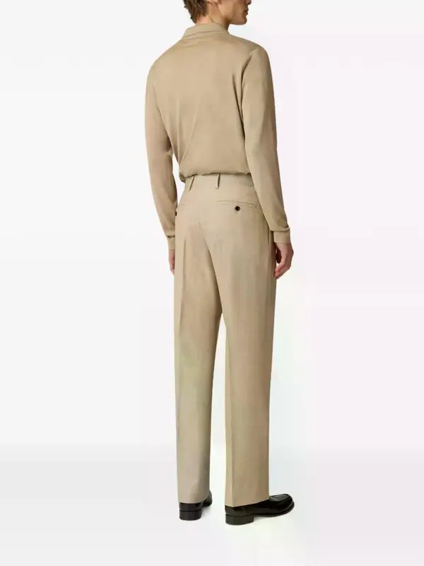 LARDINI Pleated Wool Straight-leg Trousers