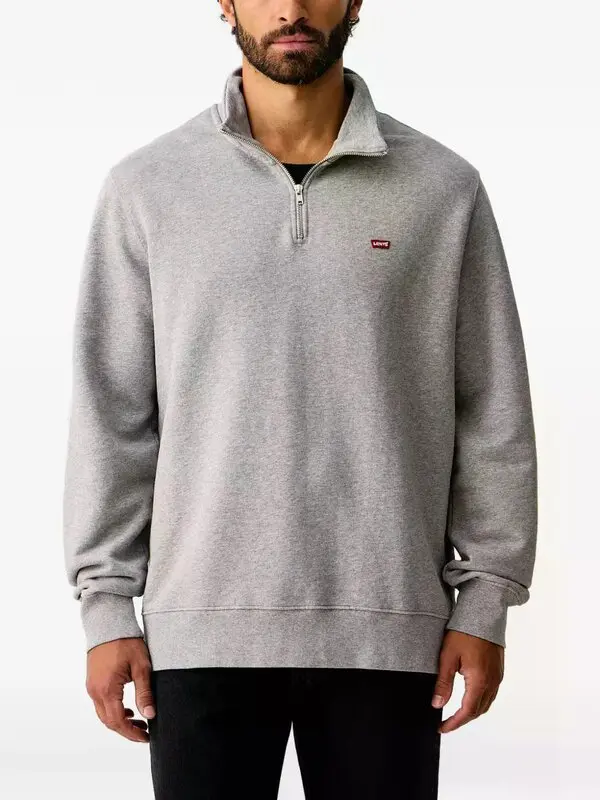 LEVI'S Quarter-zip Logo-patch Sweatshirt - Grey