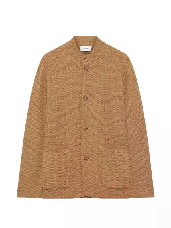 LARDINI Mandarin-collar Basket-stitch Cardigan