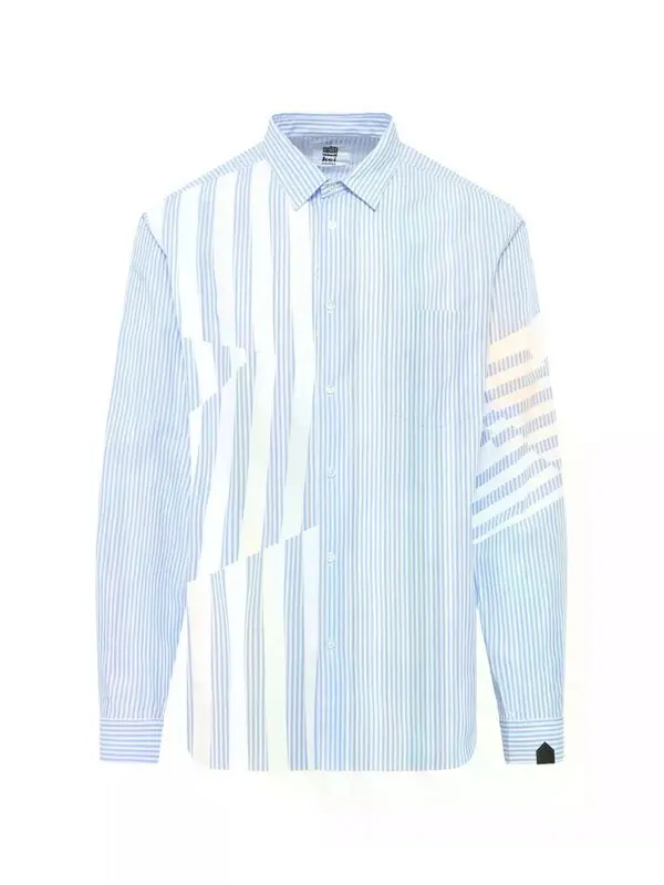 Noir Kei Ninomiya Printed Striped Shirt - Blue
