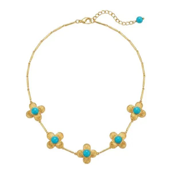 GEM BAZAAR JEWELLERY Green / Gold Fleur D'amour Necklace - Green/gold