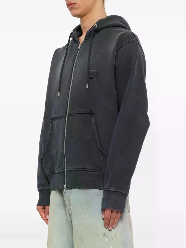 WOOYOUNGMI Washed Logo-print Hoodie - Grey