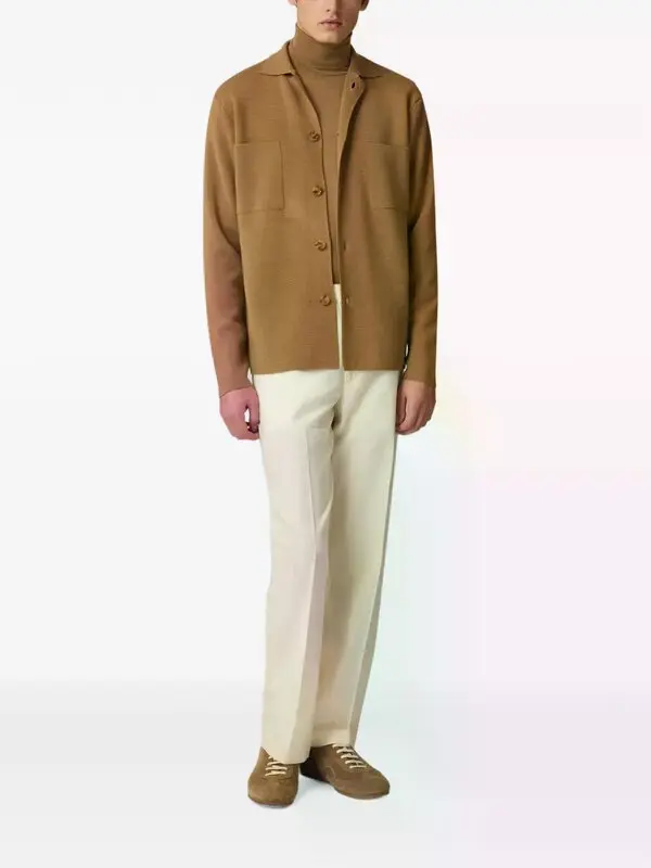 LARDINI Flat-front Flannel Straight-leg Trousers