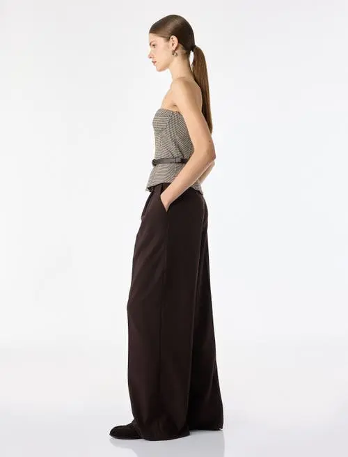 Koton Strapless Houndstooth Corset Top With Belt