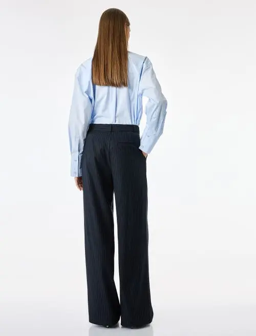 Koton High Rise Checked Wide Leg Tailored Trousers