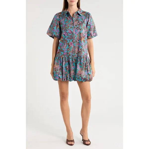 SUGARLIPS Staci Floral Bubble Hem Cotton Dress