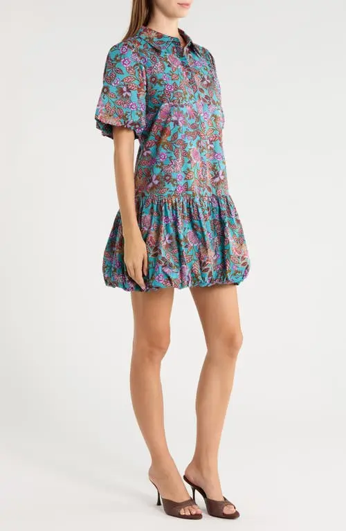 SUGARLIPS Staci Floral Bubble Hem Cotton Dress