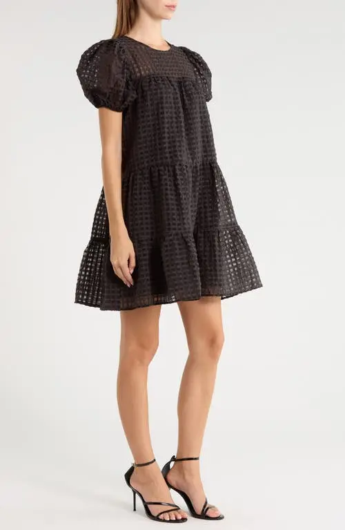 SUGARLIPS Darling Nest Tiered Cotton Blend Organza Minidress - Black