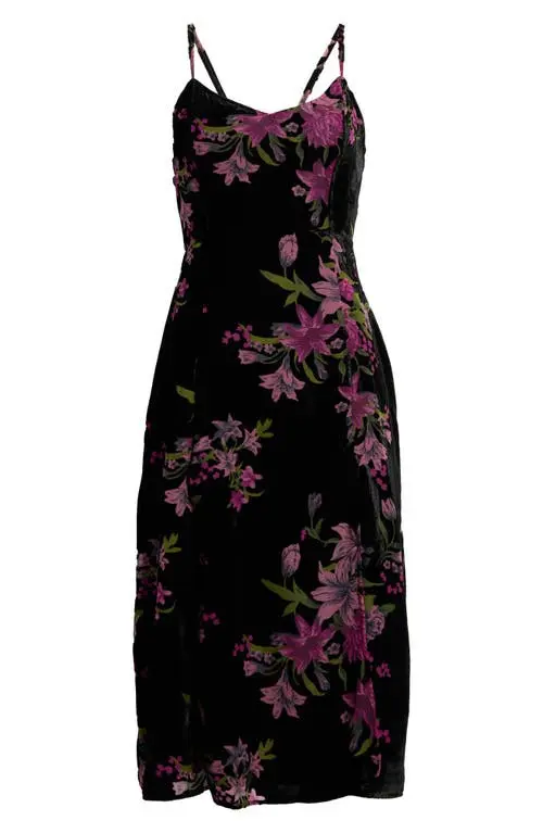 SUGARLIPS Sylvia Floral Midnight Velvet Midi Dress