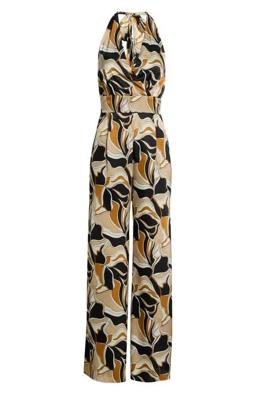 SUGARLIPS Madrone Abstract Print Satin Jumpsuit