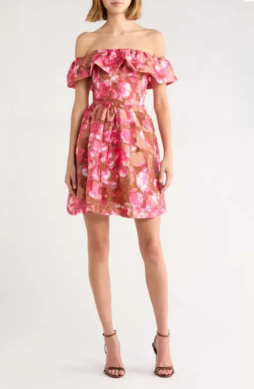 SUGARLIPS Mersin Floral Print Off The Shoulder Dress