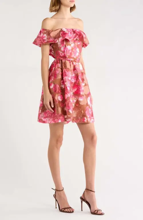 SUGARLIPS Mersin Floral Print Off The Shoulder Dress