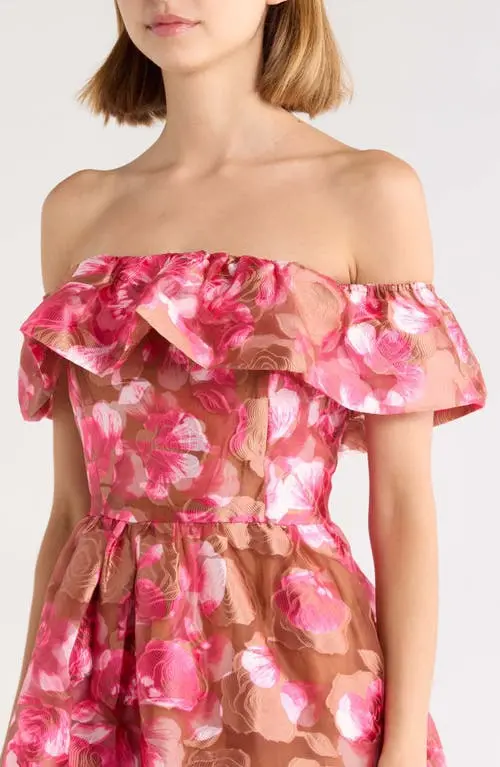 SUGARLIPS Mersin Floral Print Off The Shoulder Dress