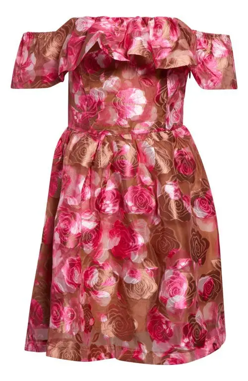 SUGARLIPS Mersin Floral Print Off The Shoulder Dress