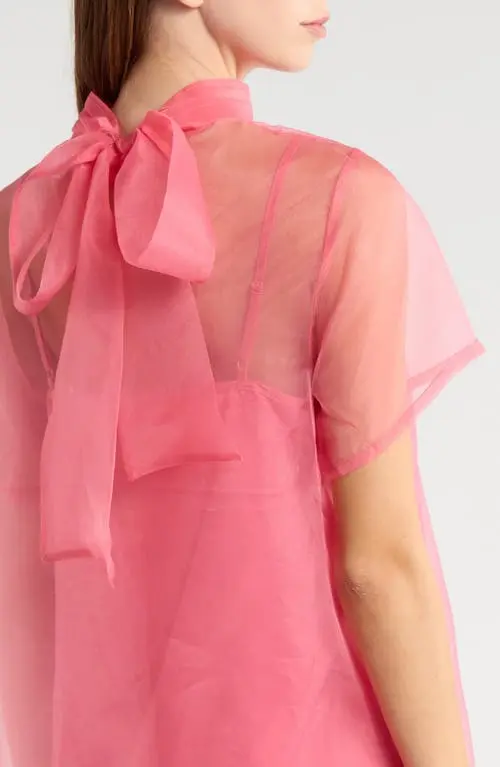 SUGARLIPS Berny Mock Neck Organza Minidress - Pink