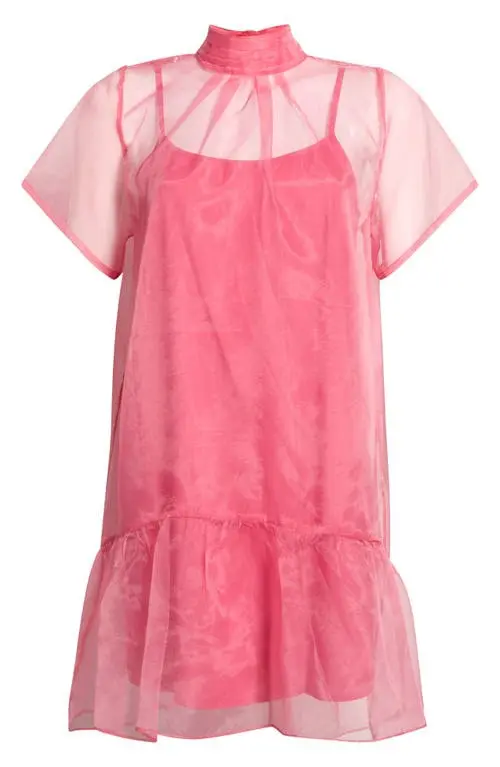 SUGARLIPS Berny Mock Neck Organza Minidress - Pink