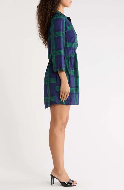SUGARLIPS Harrisville Plaid Brie Cotton Button-up Mini Shirtdress