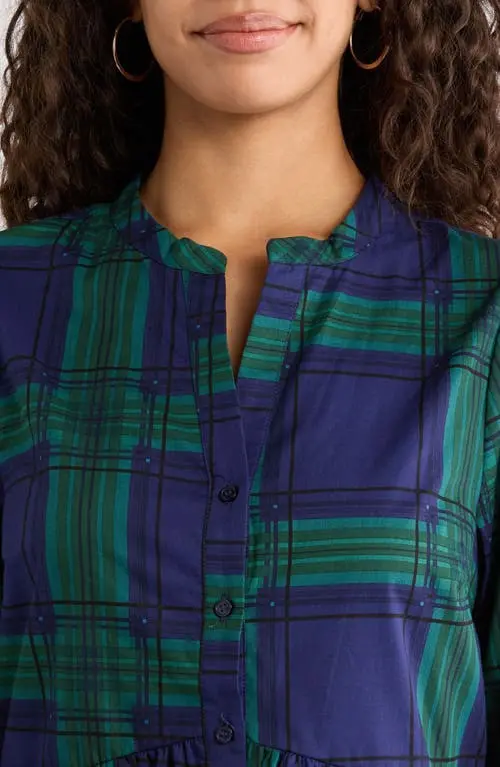 SUGARLIPS Harrisville Plaid Brie Cotton Button-up Mini Shirtdress